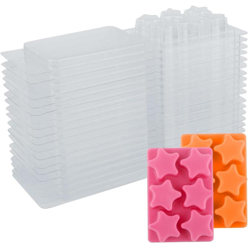 Wax Melt Containers-6 Cavity Clear Empty Plastic Wax Melt Molds-25 ...