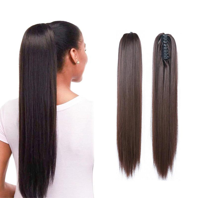 Hairpin Fashion Extension Hair Ponytail Clip Wig Long Dark Brown ...