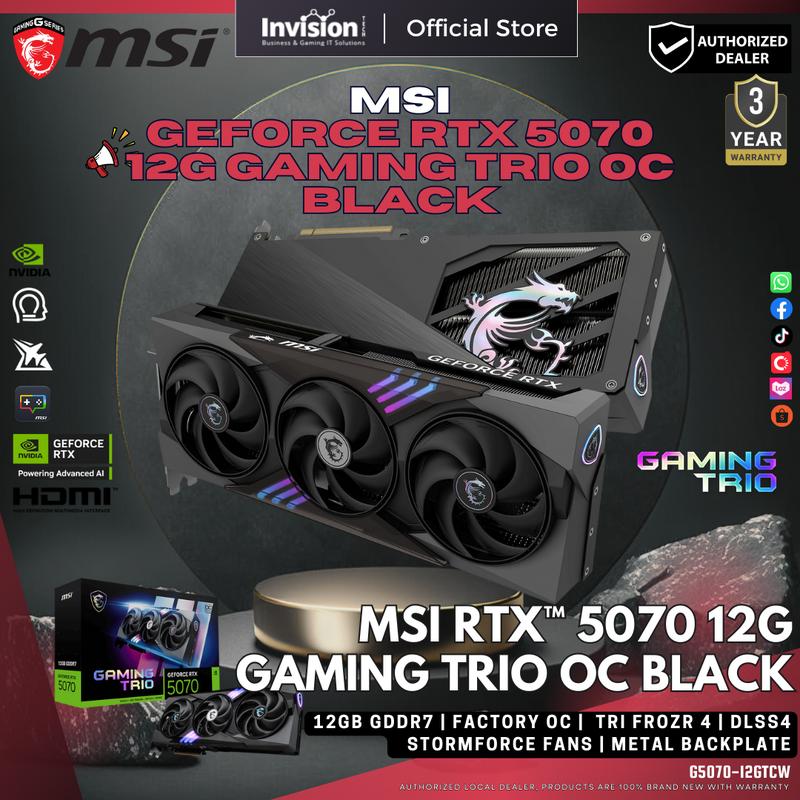 MSI GeForce RTX 5070 12GB GDDR7 GAMING TRIO OC Graphics Card – Black ...