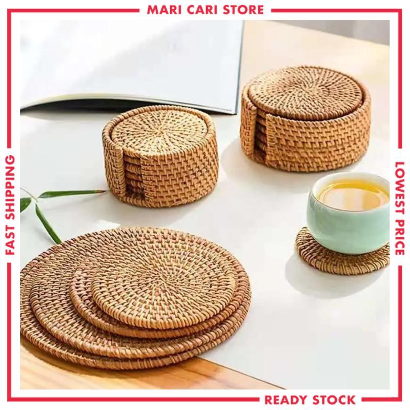 Round Woven Rattan Cup Pad Heat Insulation Pad Table Placema - TikTok ...