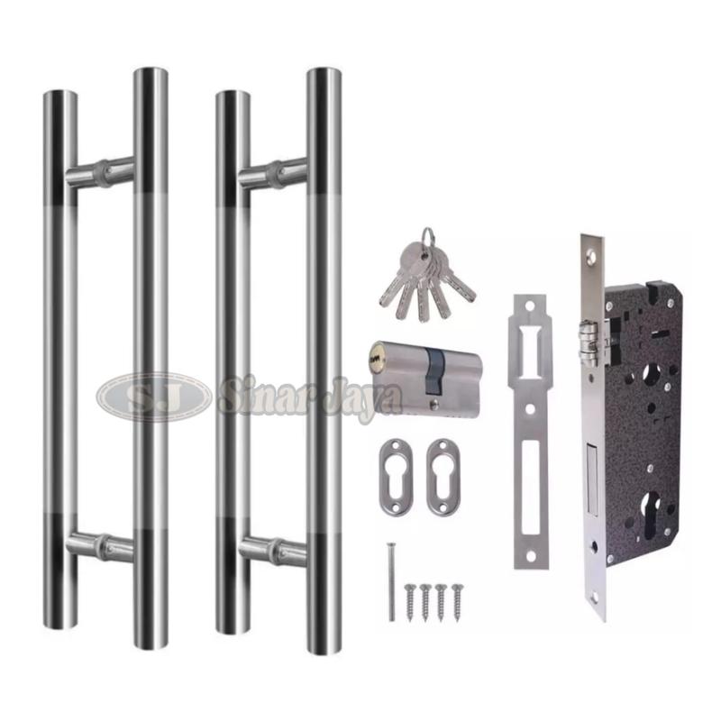 1 set handle pintu baut tembus gagang pintu stainless fulset - Shop ...