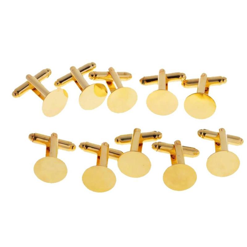 10pcs Gold Metal Cuff Links Blank 15mm Round Pad Finding Men - TikTok ...