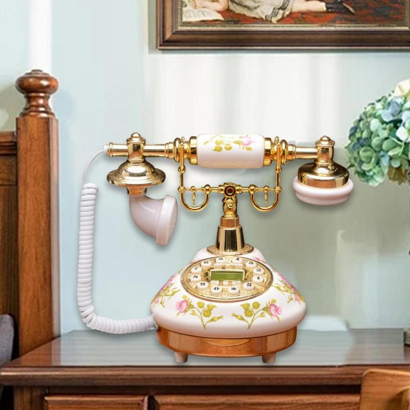 Push Button Dial Phone Ceramic Setup Button Gift Antique Corded ...