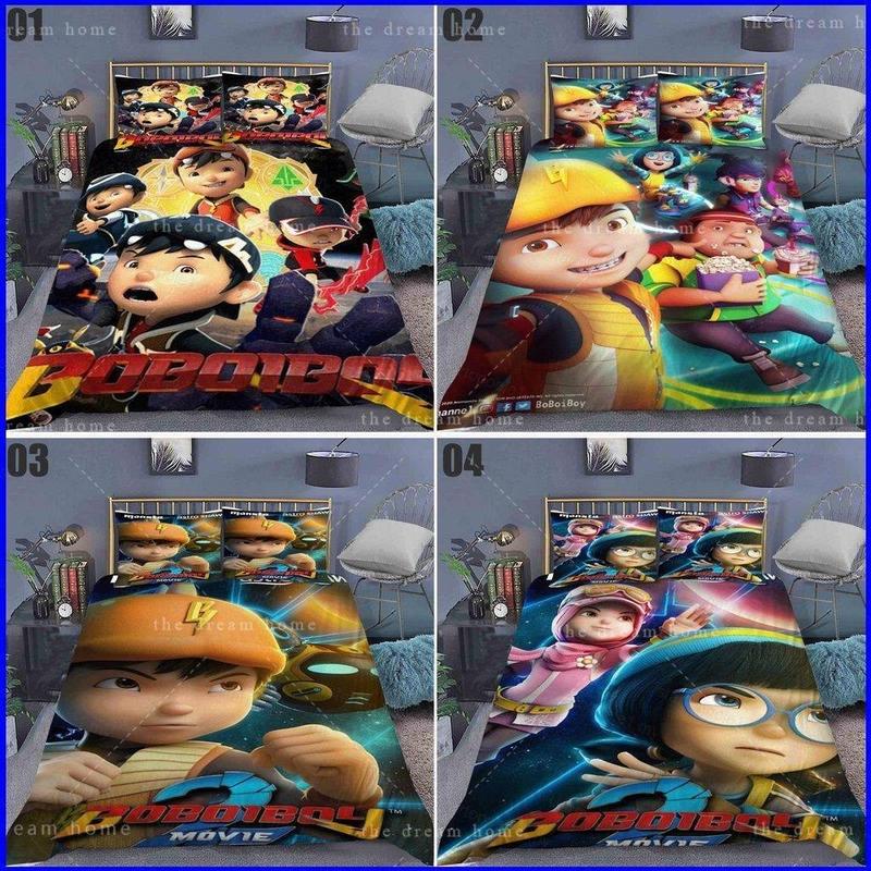 Set Tempat Tidur Boboiboy, BX, 3 dalam 1, Termasuk Cadar, Sarung ...