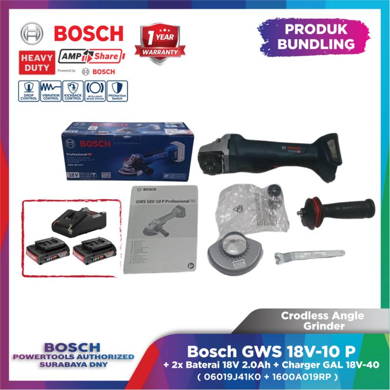 Bosch GWS 18V-10 P Mesin Gerinda Tangan 4" Cordless Angle Grinder 100mm ...