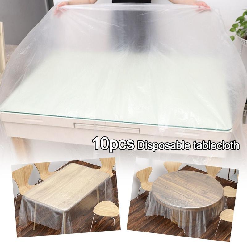 10Pcs Durable Thin Nylon Disposable Tablecloth PE Waterproof Banquet ...