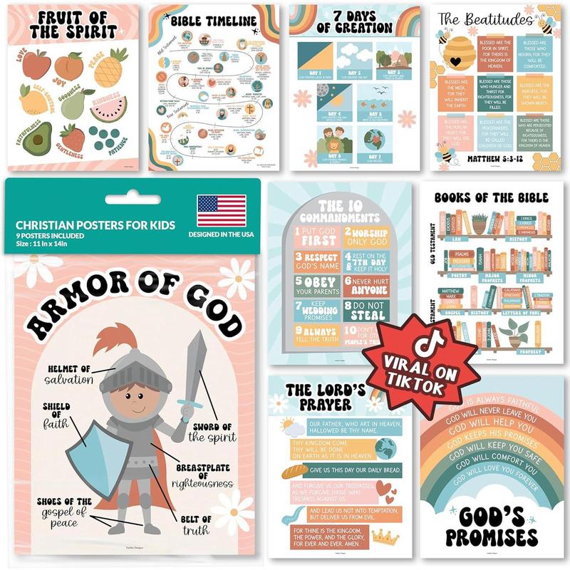 Sunday School Decorations for Classroom – 9 Bible Posters fo - TikTok Shop