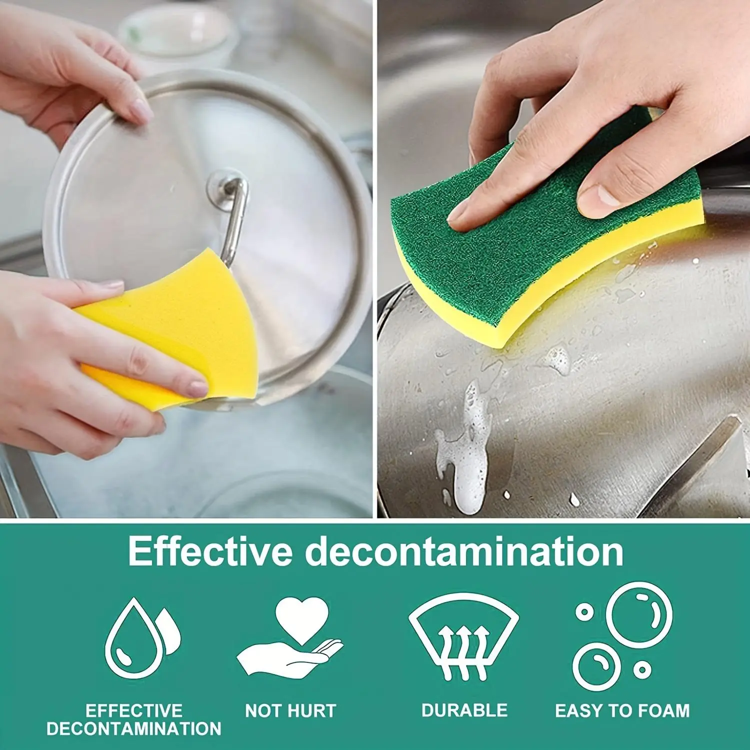 Double-sided Dishes Scrub Sponge, 20pcs Modern Simple Multi-function ...