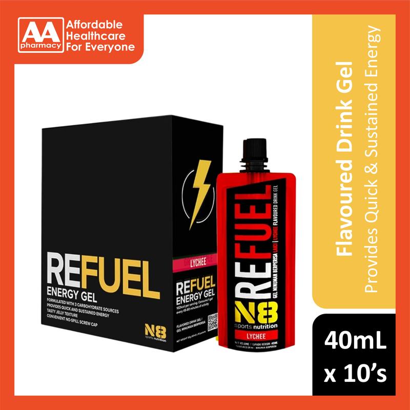 N8 Refuel Energy Drink Gel 40mLx10's (Lychee Flavour) - TikTok Shop ...