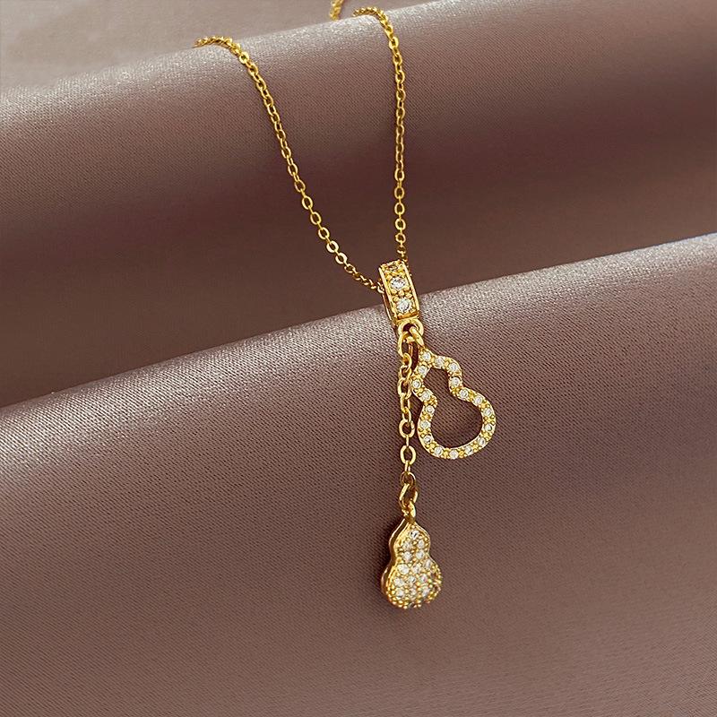 Titanium Steel 18K Copper Plated Gold Calabash Pendent Necklace ...