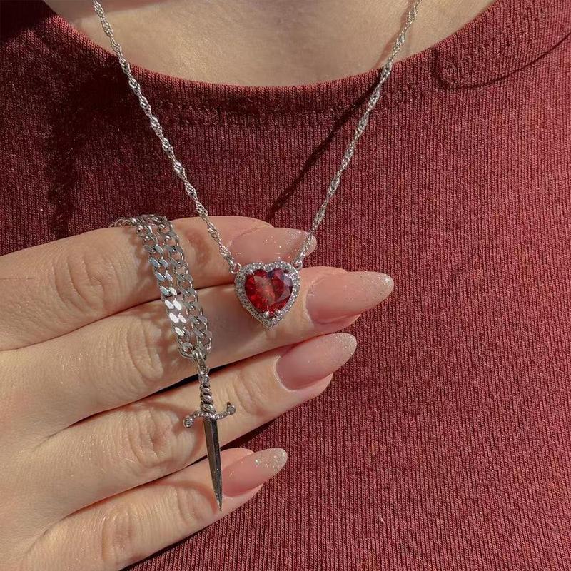 Heart and Sword Necklace, Sword and Heart Pendant, Red Heart - TikTok ...