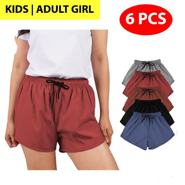 6 PCS Plain Taslan Short for Girl Women Adult or kids pambahay - TikTok ...