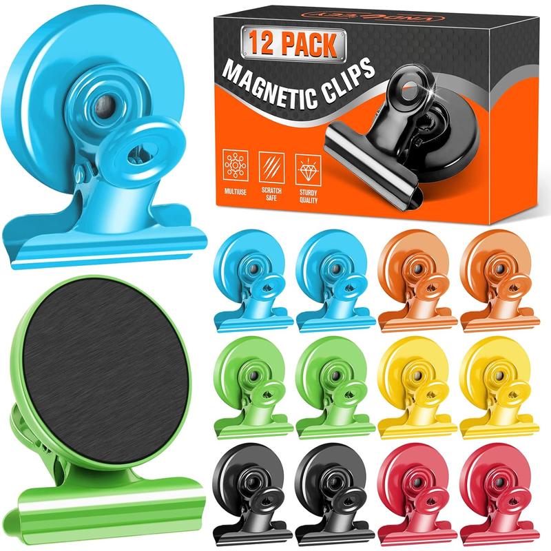 12 Pack Colorful Strong Magnetic Clips, Fridge Magnets Refrigerator ...