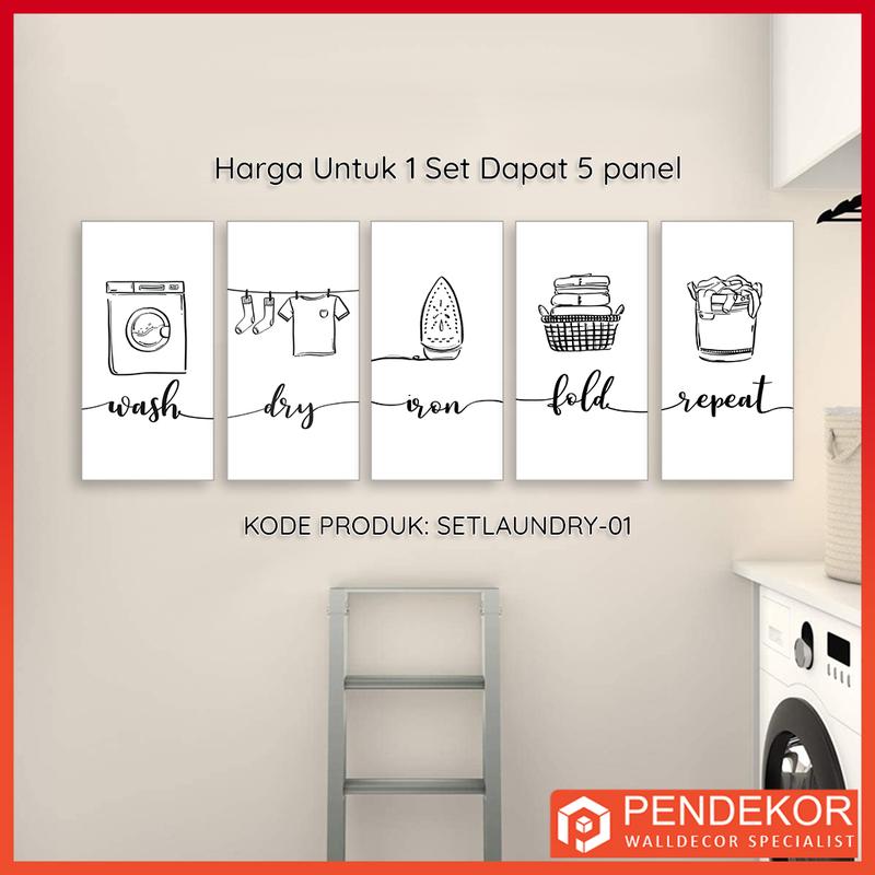 Set Hiasan Dinding Tema Laundry Dapat 5 Panel Pajangan Dinding ...