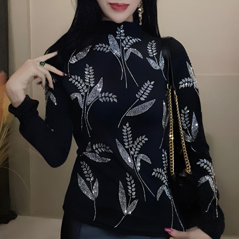 Baju Atasan Lengan Panjang Hitam, Untuk Wanita, Saiz Besar, Blaus ...