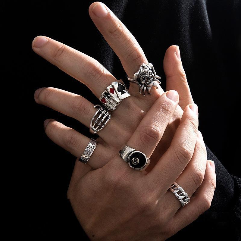 Cincin Warna Joker Poker Punk, Set 6 Keping, Untuk Lelaki, Gaya ...