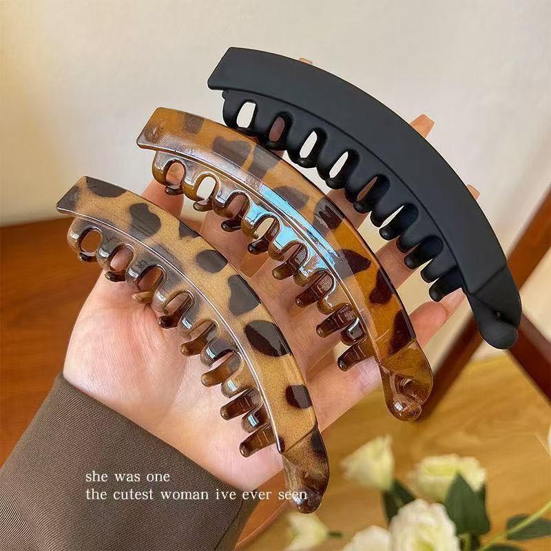 Retro leopard print banana hairpin female high-end ponytail vertical ...