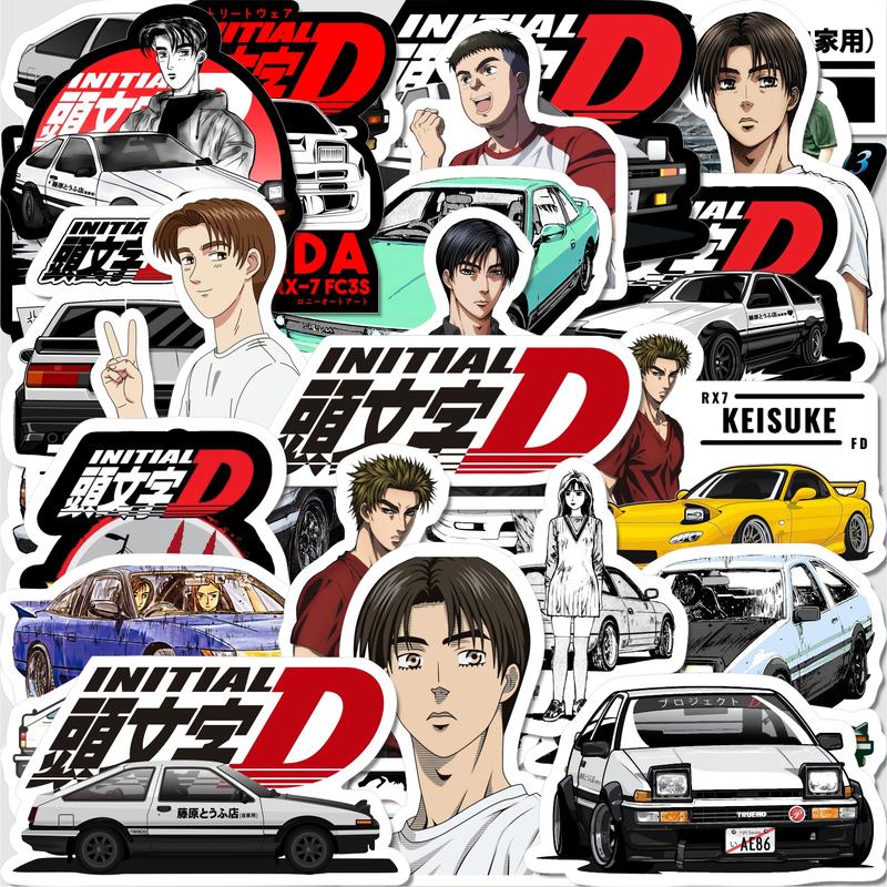40 Pcs Sticker Pack Anime Japan Initial D / Stiker Anime Initial D ...