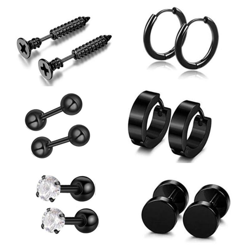 Set Subang Stud Skru Keluli Titanium, 12 Pasang, Anting-anting - TikTok ...