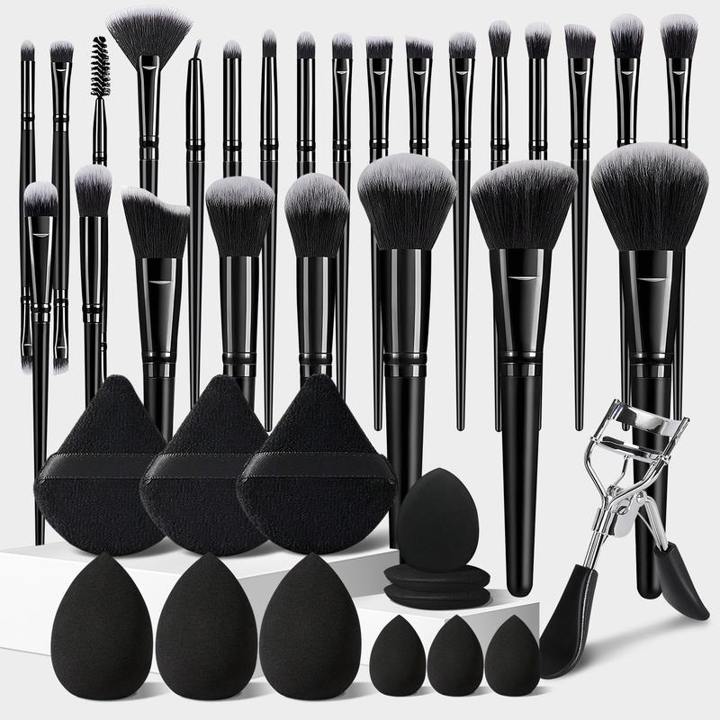 Black Facial Makeup Brush Set, 38Pieces Professional Makeup Tools Set ...