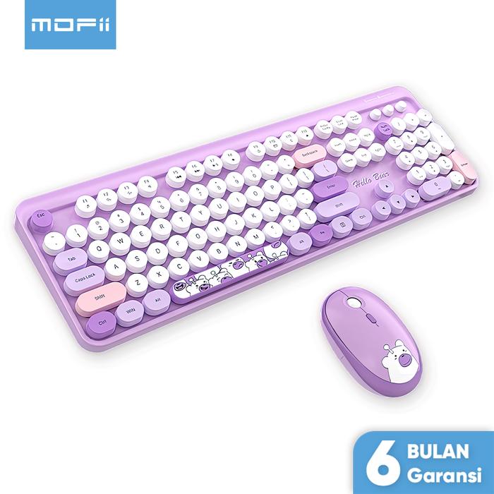Promo MOFii Keyboard Mouse Wireless 2.4G Set Hello Bear - Pink - Kab ...