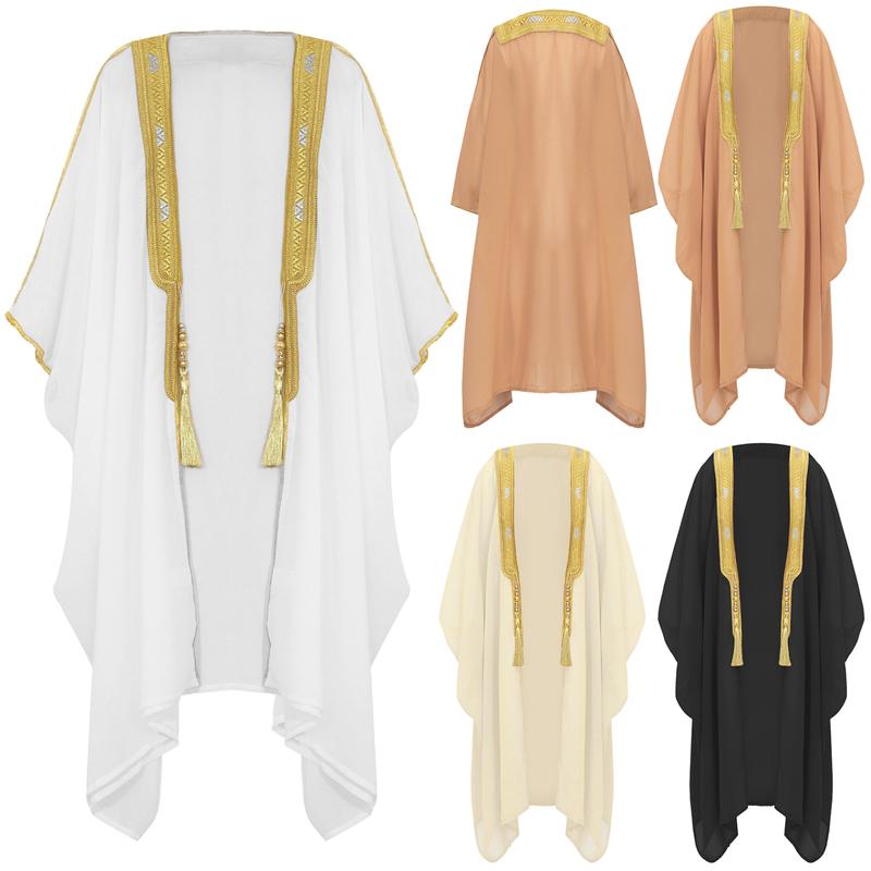 RUNQHUI Islamic Boy Muslim Arabic Dubai Robe Abaya Chiffon Thobe ...