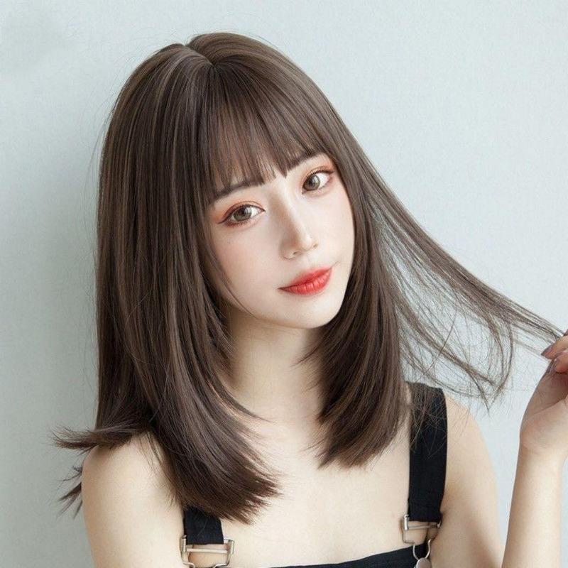Rambut Palsu untuk Wanita, Gaya Panjang Sederhana, Penutup Kepala Penuh ...