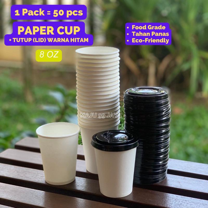 (50 PCS) Hot Paper Cup 8 Oz / 240 ml Putih Polos Ivory | Gelas - Shop ...