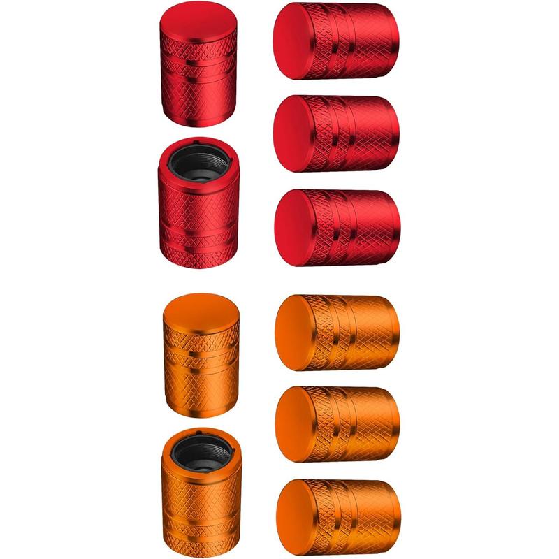 (5 Pack Red + 5 Pack Orange) Tire Valve Stem Caps Metal Air Caps ...