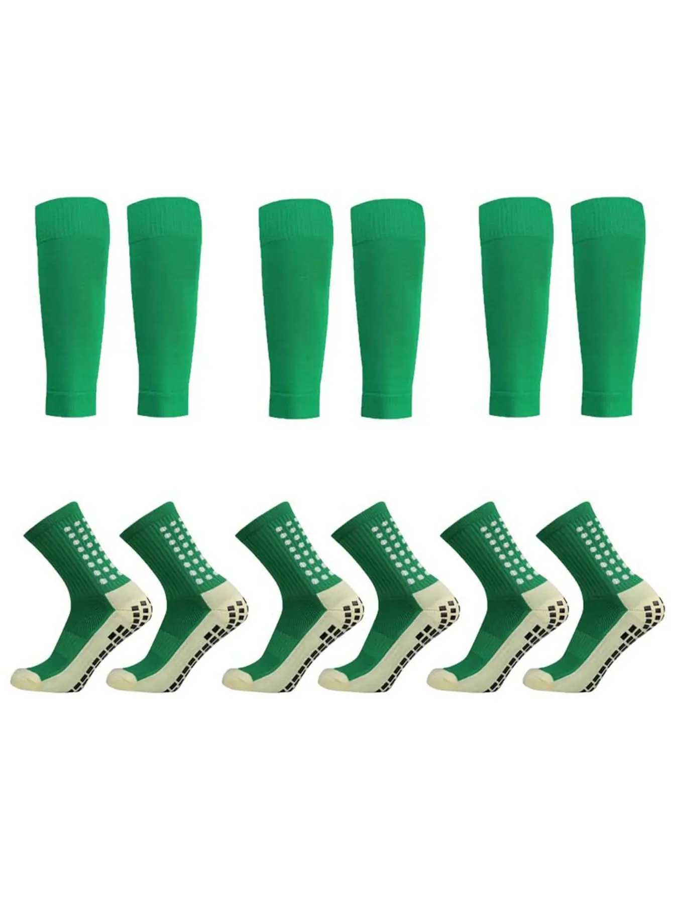 Men's 3 Pair Athletic Grip Sock Soccer & 3 Pair Knee Compression Sleeve ...