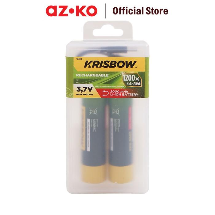Jual AZKO Krisbow Set 2 Pcs Baterai Rechargeable Type C 3.7V - Hijau ...