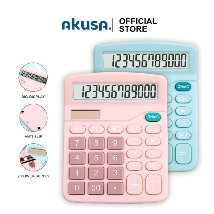 Promo AKUSA Kalkulator Digital 12 Digits Dual Power Supply Calculator ...