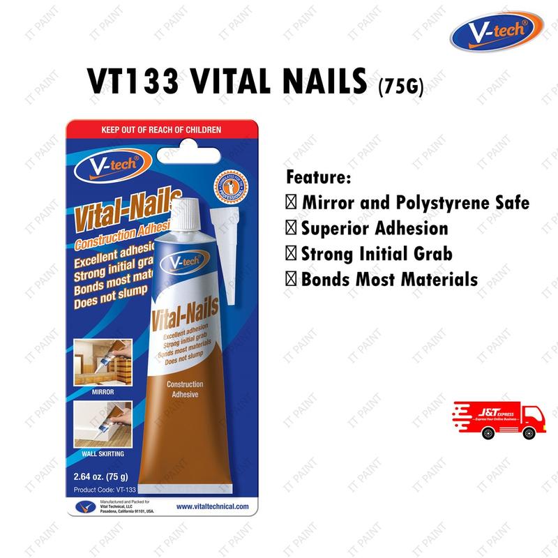 V-Tech Wood Silicone Vital Nail Glue VTECH VT-133 Nail Free Glue ...