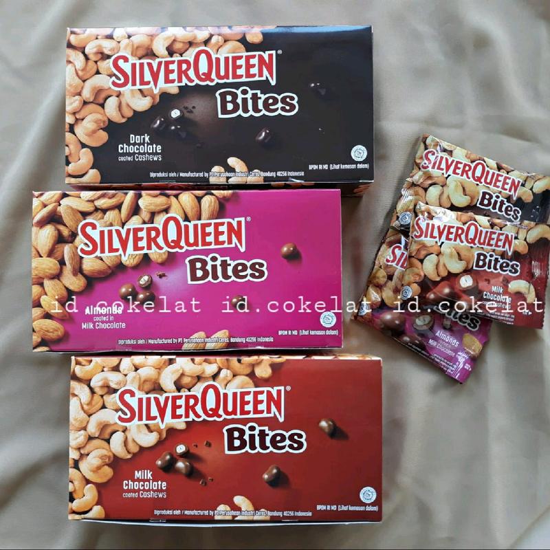 1 BOX Silverqueen Bites Coklat Bulat Glaze Almond 30gr isi 1 - Shop ...