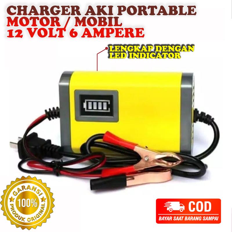 SALE Charger Aki Portable 12V 2A/6A 20-100AH LED Display untuk - Shop ...