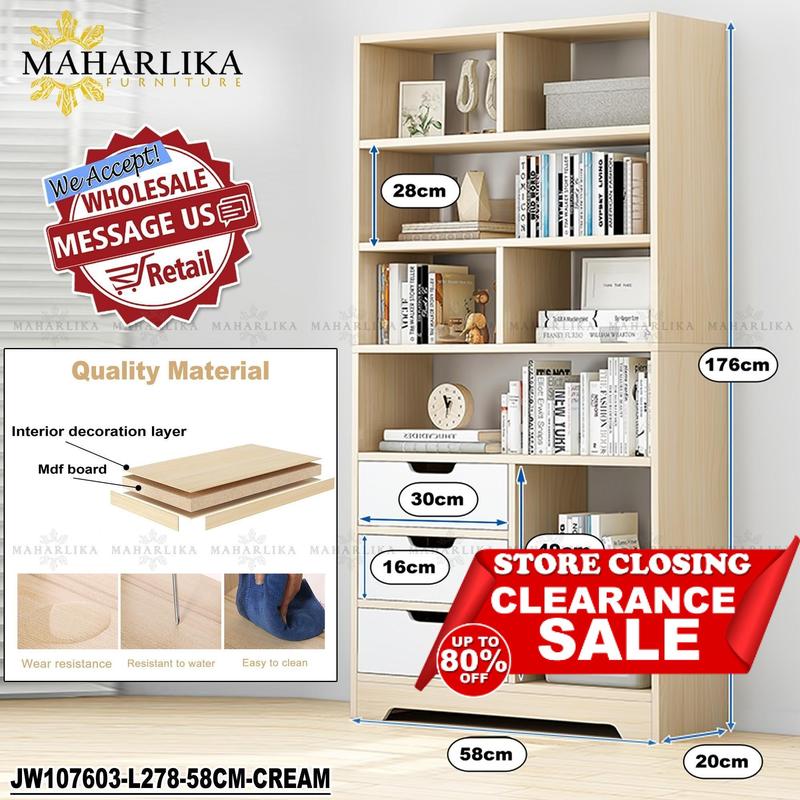 Maharlika L278-58cm Multi-Layer Wooden Bookshelf Open Shelf Bookcase ...