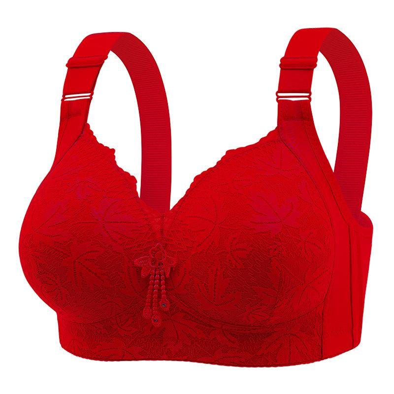 Bralette, Potongan Renda Merah, Saiz Besar, Bra Keselesaan Tanpa ...