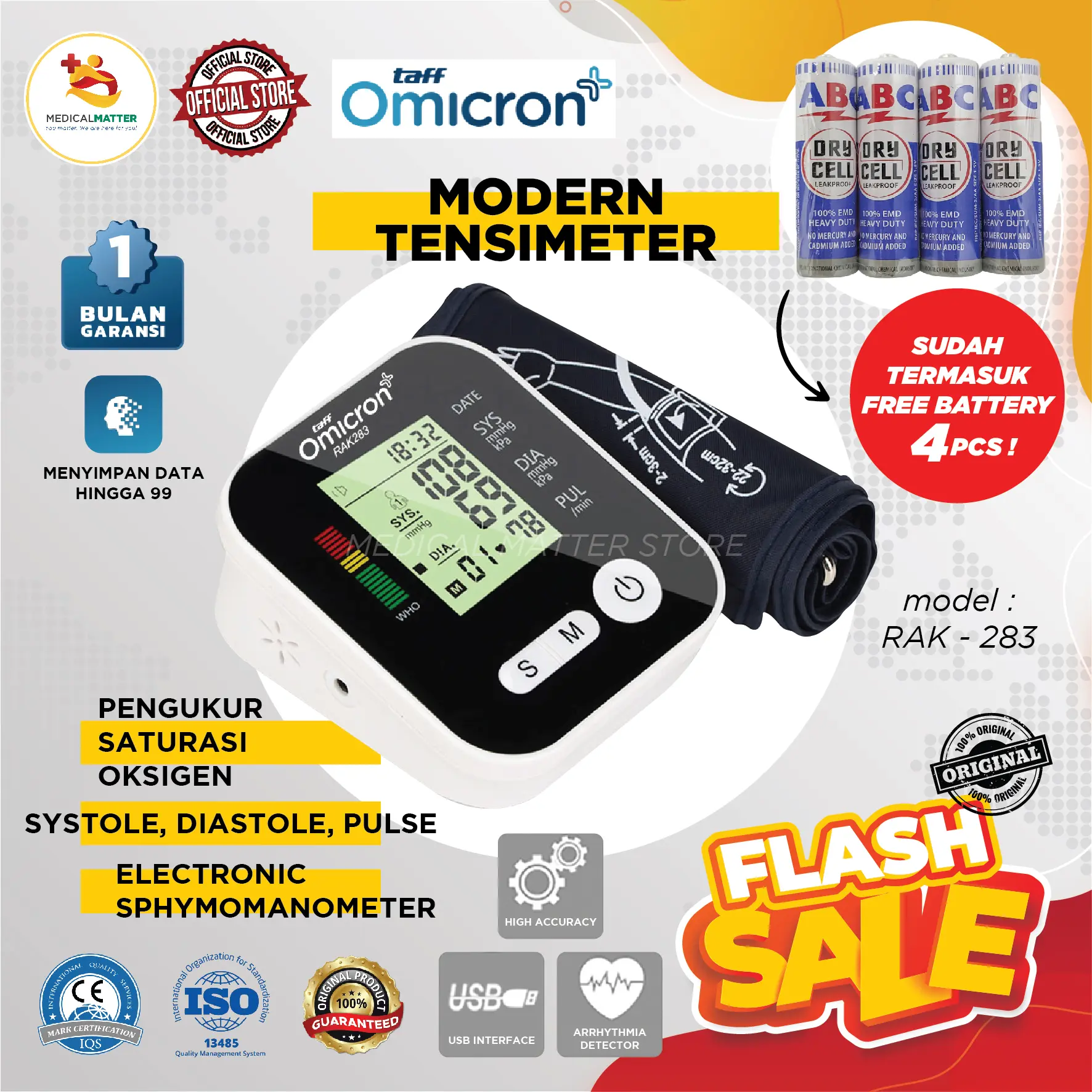 Taff Omicron Alat Ukur Tekanan Darah RAK - 283 Tensi Darah Tensimeter ...