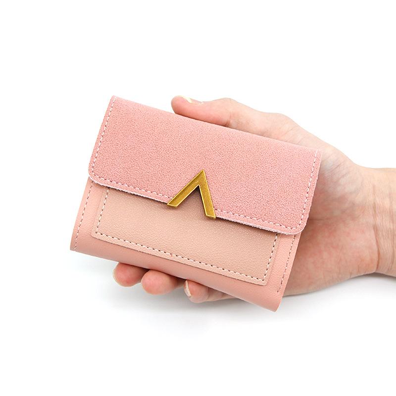 Business Elegant Women's Wallet Short Three-Fold V-Shaped Simple ...