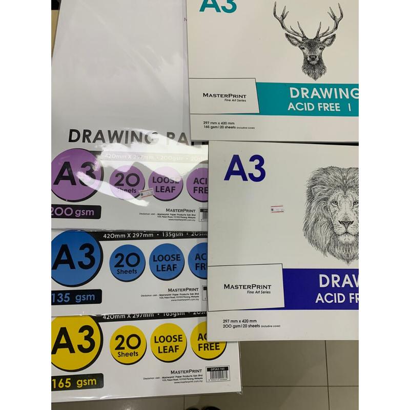 A3 Masterprint Drawing Paper(Loose sheets).Drawing pad (1 book ...