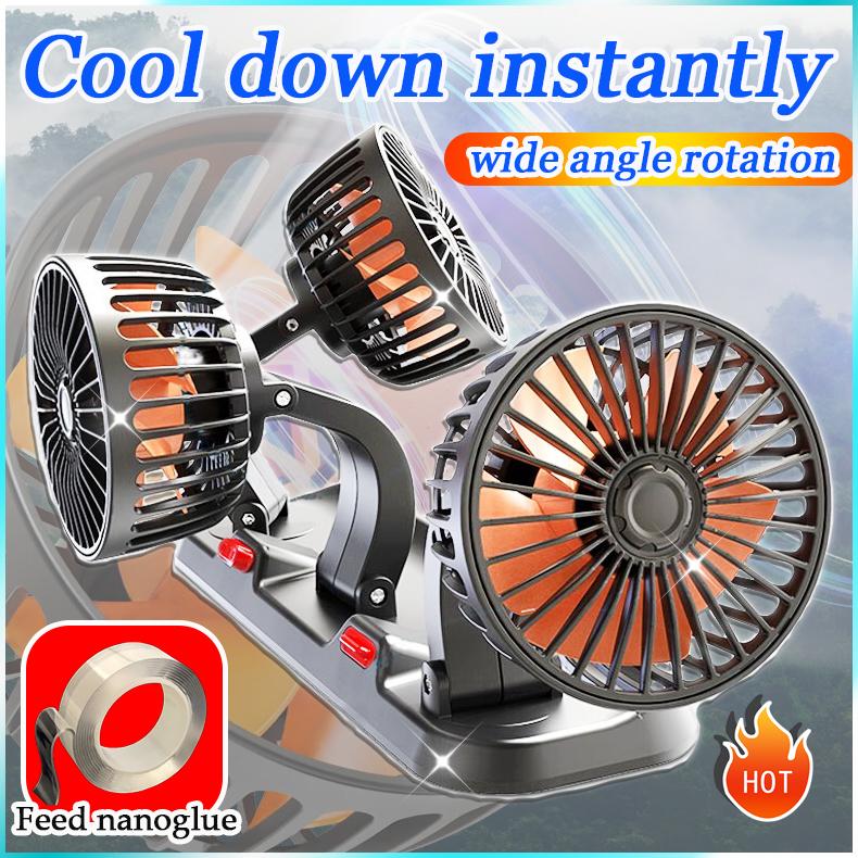 3 Head Car Fan 12v 24v 5V 360 Rotatable Adjustable fan for car - TikTok ...