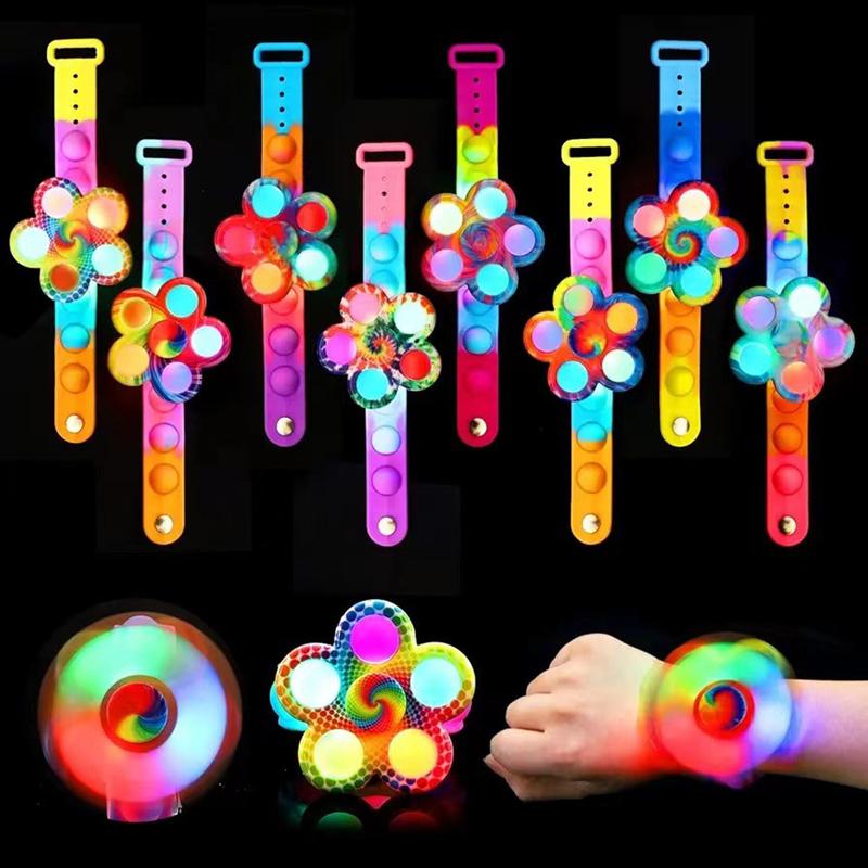 12Pcs Glowing Tops LED Light Up Fidget Spinner Bracelets for - TikTok ...
