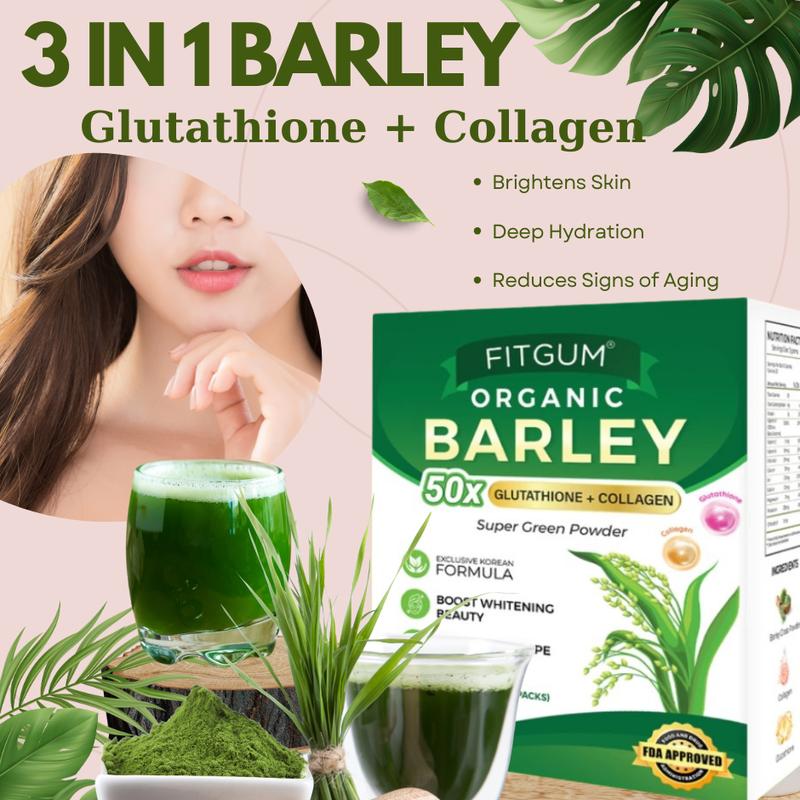 3 in 1 FITGUM Organic Barley 50X Glutathione + Collagen Rejuvenation ...