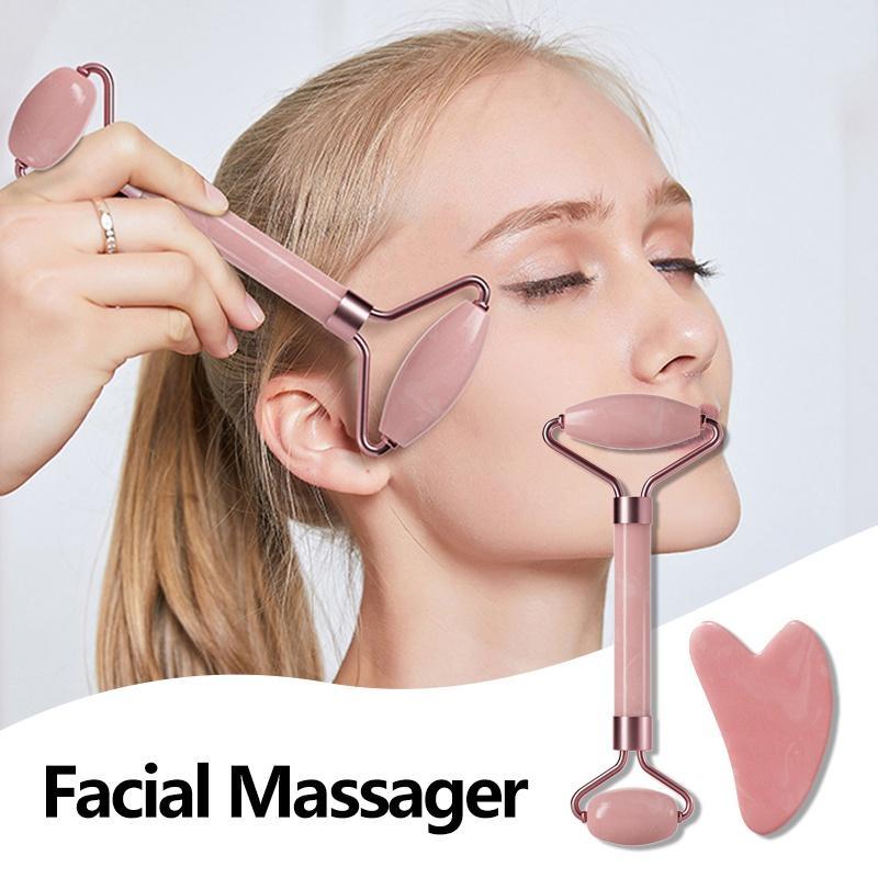 2pcs/set Face Spa Neck Massager For Face Roller Gua Sha Scraper ...