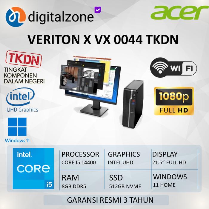 Promo PC DEKSTOP ACER VERITON X VX 0044 TKDN - i5 14400 8GB 512GB W11 ...