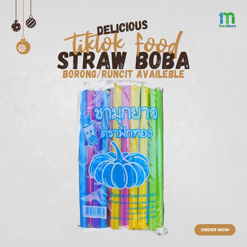 Straw Boba Besar Warna Pelangi (30 Batang) / Rainbow Colour Big ...