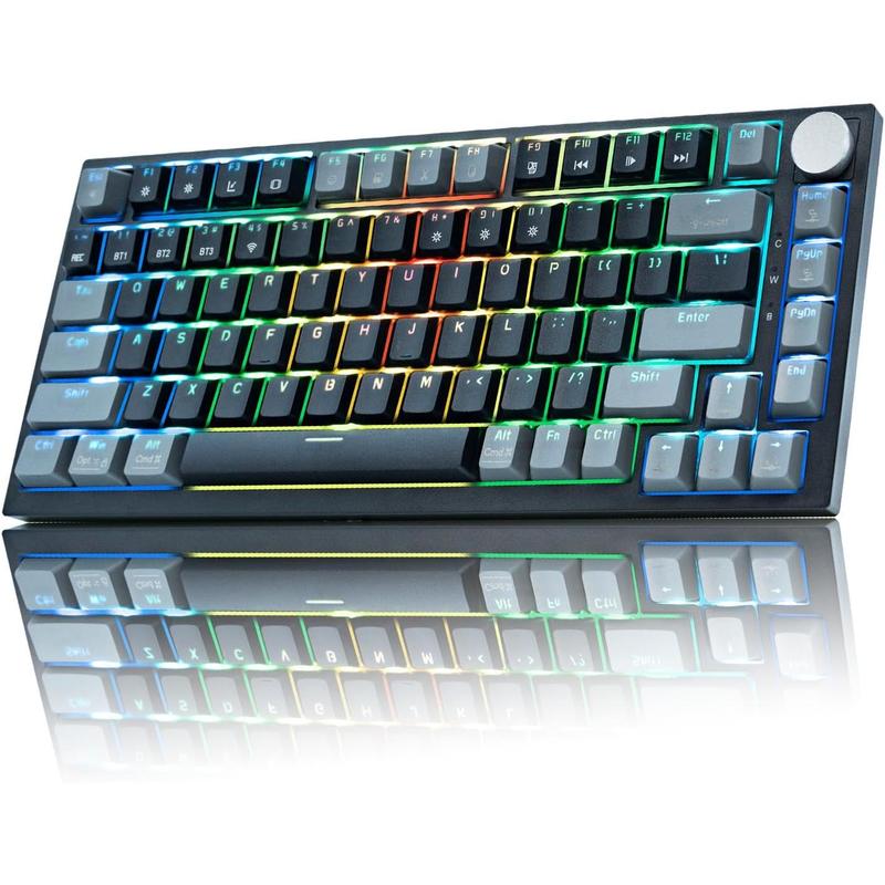 Mechanical Keyboard 75% Percent Gaming Keyboard with Volume Knob, RGB ...