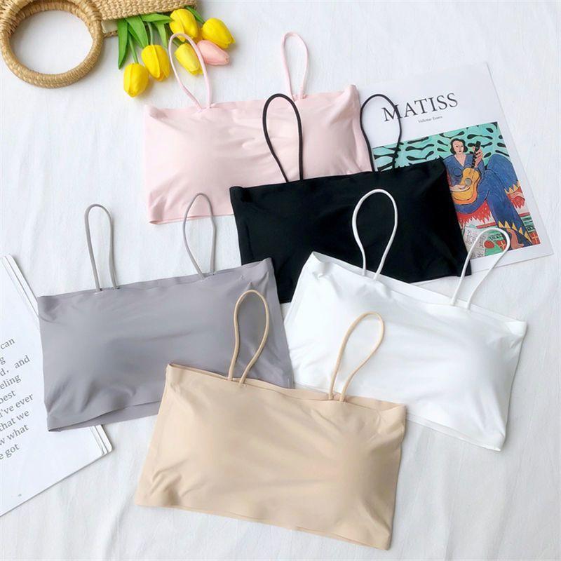 Ice Silk Strapless Tube Top Without Underwire Off-Shoulder Chest Wrap ...