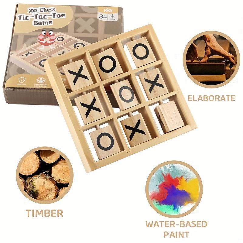Educational XO Chess Wooden Toy, Tic-Tac-Toe Chess Tabletop Game ...