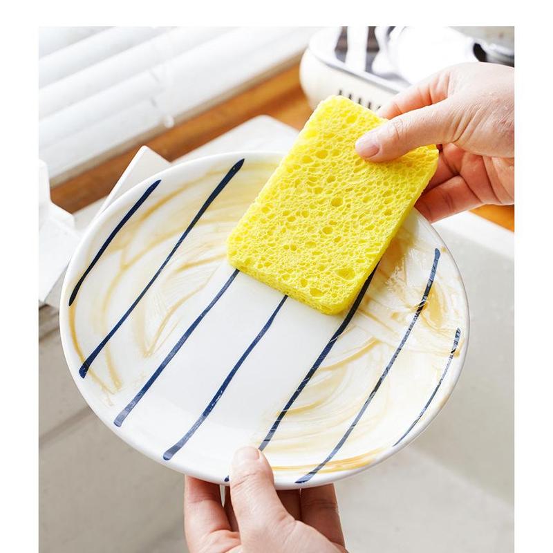 Dishwashing Sponge Natural Wood Pulp Sponge Scouring Pad Dishwashing ...